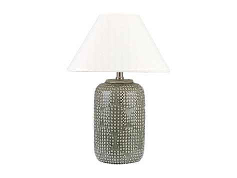 Lámpara de mesa de cerámica gris blanco crema cm MUSSEL