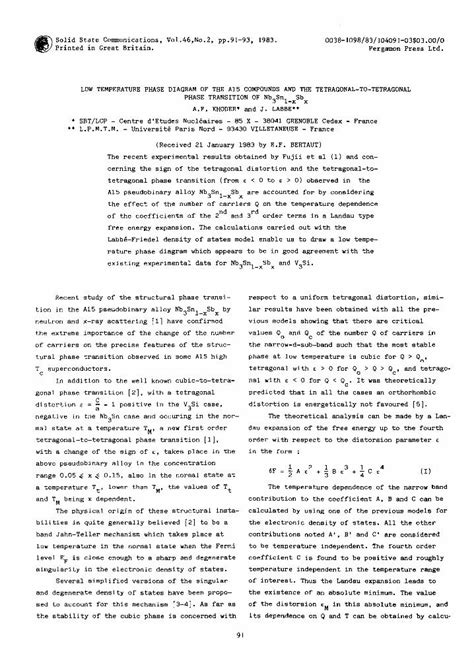 Pdf Low Temperature Phase Diagram Of The A15 Compounds And The