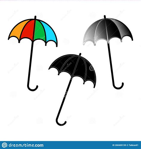 Umbrellas On White Background Autumn Weather Vector Illustration