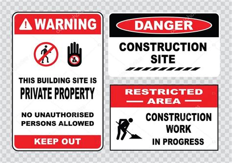 Site Or Construction Safety Signs Stock Vector Coolvectormaker