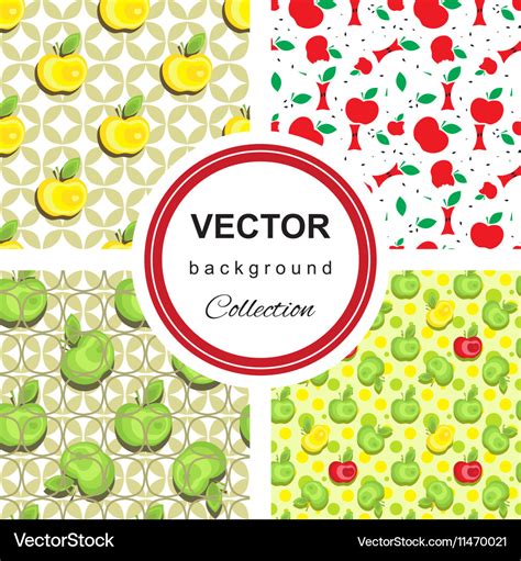 Seamless Apple Background Pattern Collection Vector Image