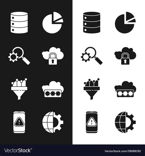 Set Cloud Computing Lock Server Data Web Vector Image