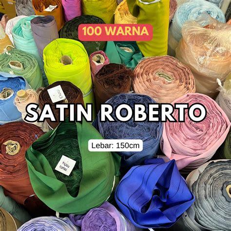 Jual 100 WARNA KAIN SATIN ROBERTO ORIGINAL PREMIUM METERAN MURAH
