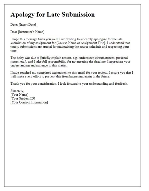 Letter Template For Explaining Late Submission Free Samples In Pdf Letterin
