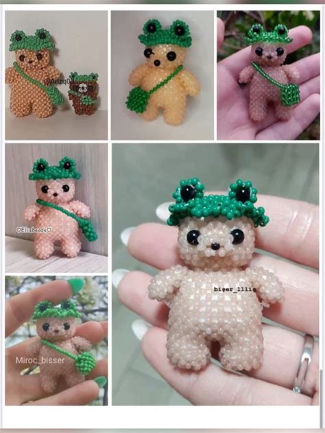 Схема на амигуруми из бисера Мишка в панамке и с сумкой💕 Амигуруми Бисероплетение аборигенов