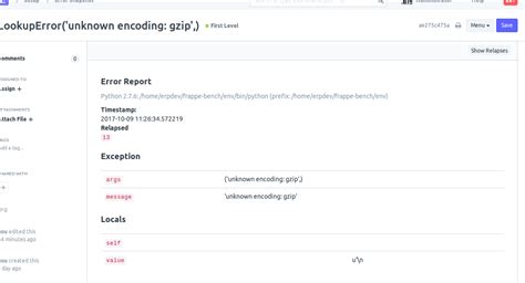 Lookuperrorunknown Encoding Gzip Bug Frappe Forum