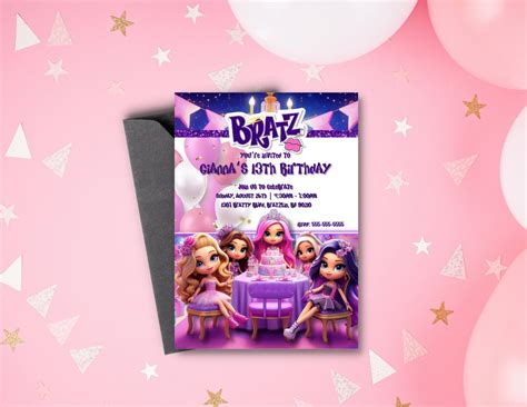 Doll Birthday Party Invitation Bratz Invitation Bratz Party Invitation