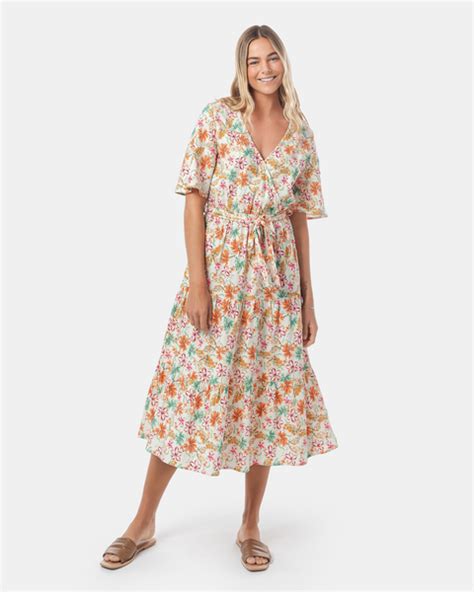 Linen Blend Wrap Tiered Midi Dress Piping Hot Target Australia