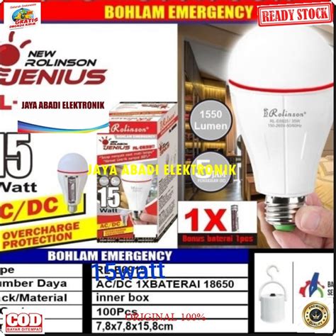 Jual G546 Rolinson Lampu Darurat 15 Watt Baterai 18650 Lampu Emergensi