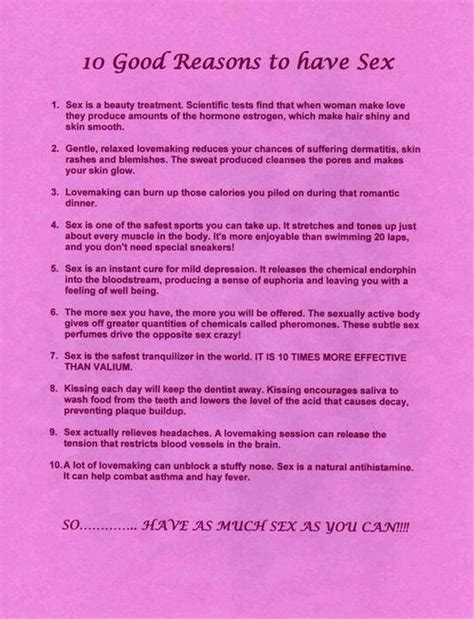 Good Reasons To Have Sex Myconfinedspace