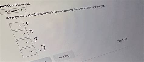 Solved Arrange The Following Numbers In Increasing Order Chegg