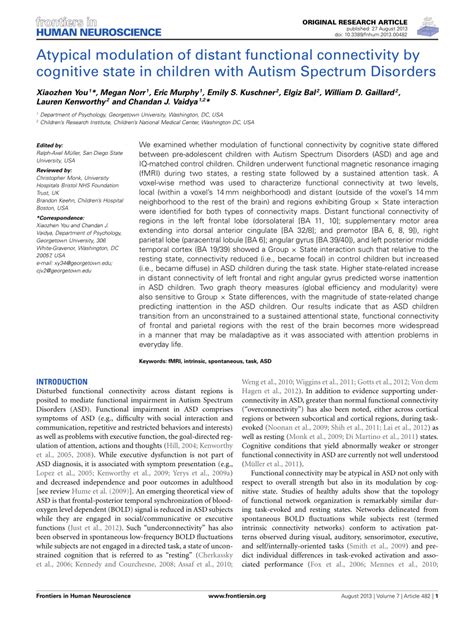 Pdf Atypical Modulation Of Distant Functional Connectivity By