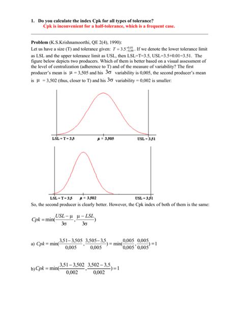 Do You Calculate The Index Cpk For All Problem Cpk Is Inconvenient For A Half Tolerance