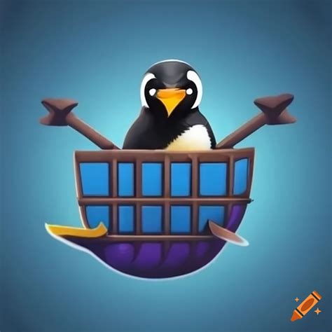 Logo Of Docker And Kubernetes Combined With Penguin