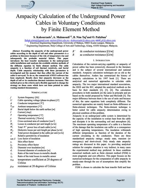 Ampacity Calculation By Finite Element Method Pdf Electrical