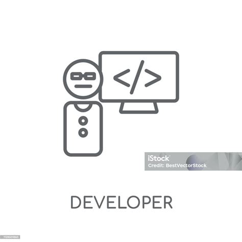 개발자 선형 아이콘입니다 프로그래밍 컬렉션에서 흰색 배경에 현대 개요 개발자 로고 개념 Java 프로그래밍 언어에 대한 스톡