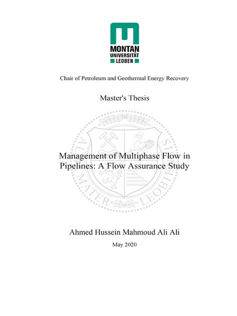 Ahmed H Ali 2020 Management Of Multiphase Flow In Pipelines A Flow