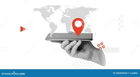 World Map And Geolocation Sign Above Your Smartphone Screen Mobile