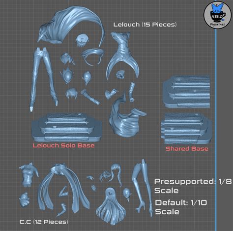 🧑‍💻 Lelouch And C C Code Geass Anime Figurine Stl For 3d Printing・ 3d File For ・cults