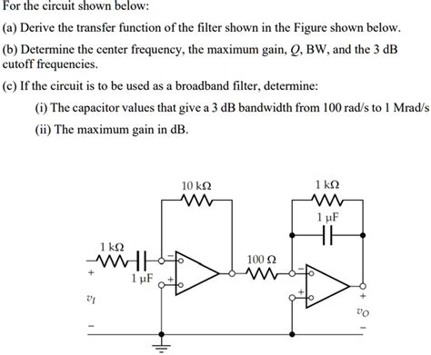 for the circuit shown below a derive the transfer function of the