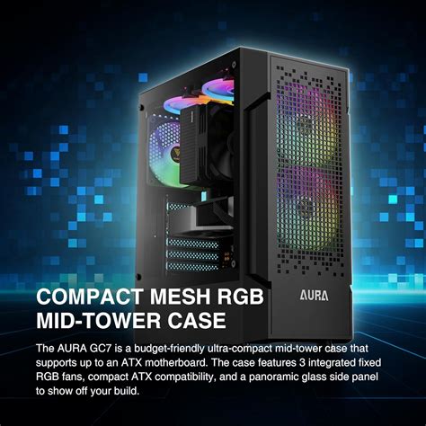 GAMDIAS ATX AURA GC7 ARGB COMPACT MESH MID TOWER CASE BLACK