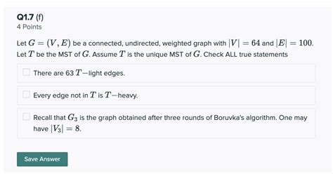 Solved Points Let G V E Be A Connected Undirected Chegg