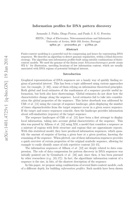 Pdf Information Profiles For Dna Pattern Discovery