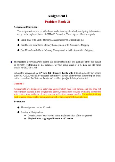 Coss Assignment Assignment I Problem Bank Assignment Description