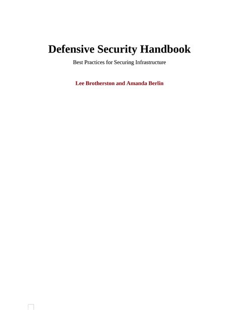 Solution Defensive Security Handbook Best Practices For Securing
