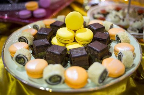 Circular Cake Macaron Or Macaroon Plate Stock Image Image Of