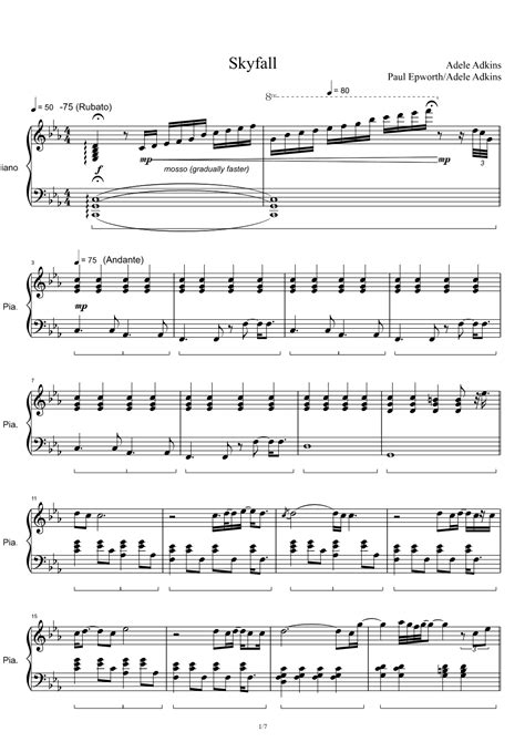 Skyfall Arr Adele Adkins By Adele Sheet Music For Piano Solo At