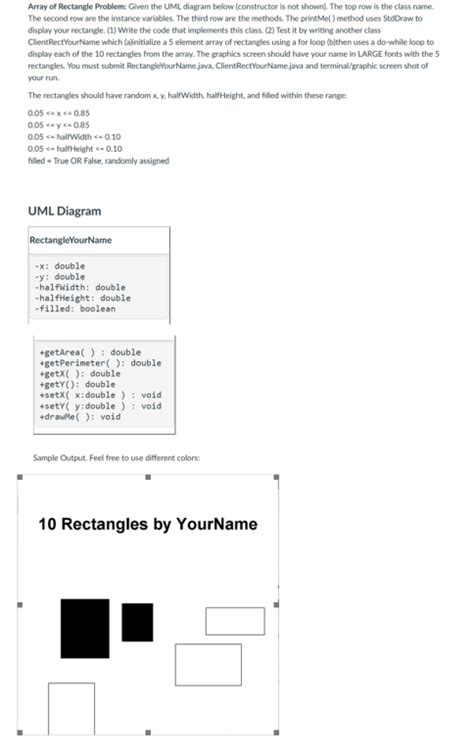 Array Of Rectangle Problem Given The Uml Diagram