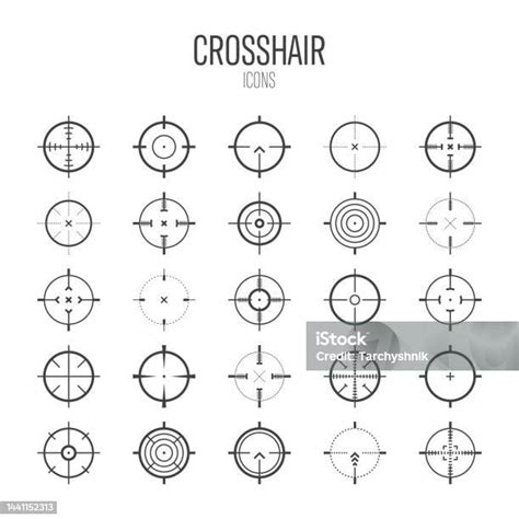 십자선 총 시력 벡터 아이콘 불스 아이 검은 색 목표 또는 조준 기호 군사 소총 범위 사격 마크 기호 타겟팅 샷을 목표로합니다 양궁 사냥 및 스포츠 촬영 게임 Ui