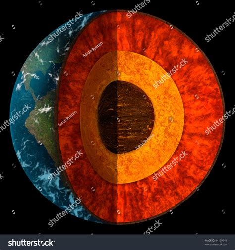 Digital Illustration Of A Cross Section Of Planet Earth Showing