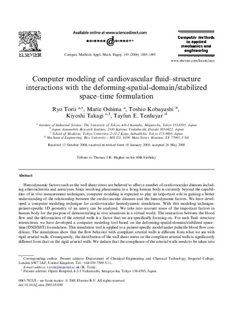 Pdf Computer Modeling Of Cardiovascular Fluidstructure Interactions With The Deforming