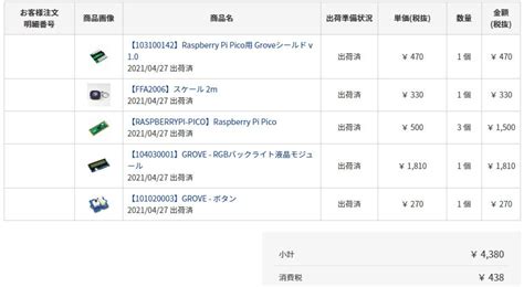 マルツオンラインでGrove Shield for Pi Pico V その他を買いました