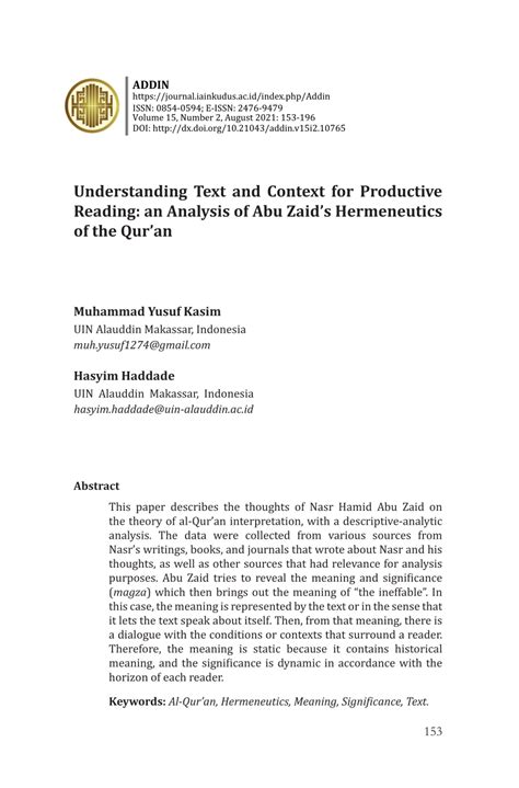 Pdf Understanding Text And Context For Productive Reading An