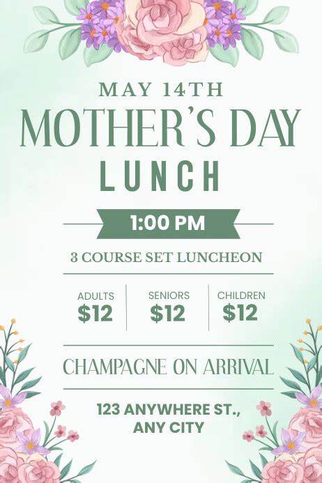 Mothers Day Lunch Ads Template Postermywall