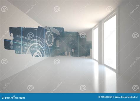 Abstract Screen In Room Showing Technology Interface Stock Illustration