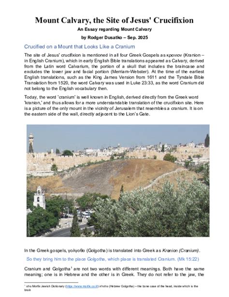 Pdf Mount Calvary The Site Of Jesus Crucifixion September 2025