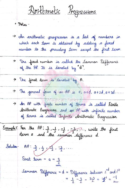 SOLUTION Examples And Notes Arithmetic Progression 1 Studypool