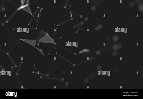 Abstract Polygonal Space Low Poly Dark Background With Connecting Dots And Lines Connection