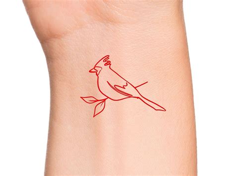 Cardinal Temporary Tattoo Red Bird Tattoo Etsy En 2024 Tatouage