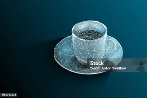 커피 컵 차 컵 벡터 다각형 이미지 선과 모양으로 구성 배경 배너 포스터 브로셔 등 벡터 일러스트 레이 션에 사용 합니다 커피에 대한 스톡 벡터 아트 및 기타 이미지