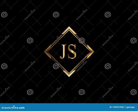 Js Initial Diamond Shape Gold Color Later Logo Designx Stock Vector