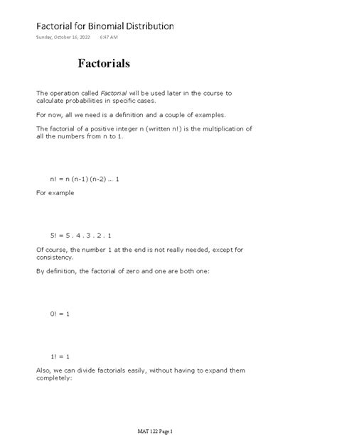 Factorials For Binomial Distribution Factorials The Operation Called