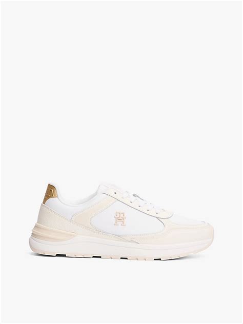 Leren Sneaker Met Th Monogram Wit Tommy Hilfiger