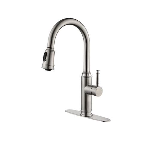 Tahanbath Single Handle High Arc Pull Out Kitchen Faucet Single Level