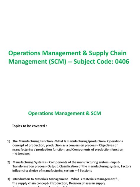 Om And Scm Mba Aims Pdf Operations Management Inventory