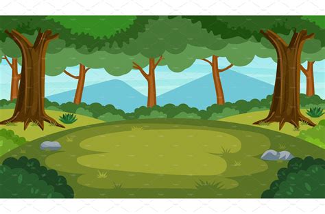 Background Ppt Pemandangan Kartun Forest Cartoon Back